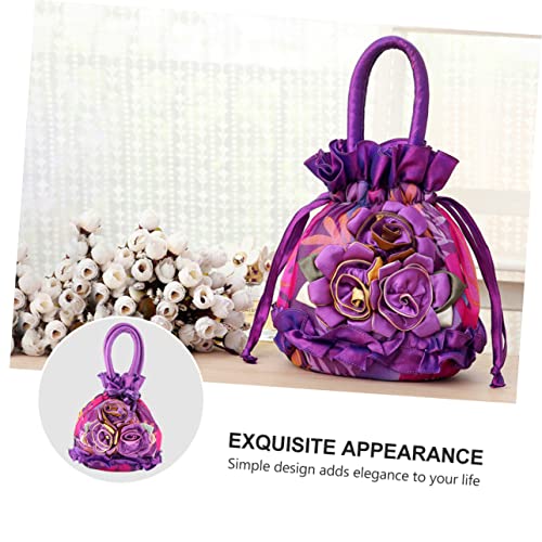 SHERCHPRY 1pc Handbag Bucket Bags for Women Lug Bags for Women Evening Handbad for Women Evening Bag for Women Evening Handbag Cloth Purple Tote Bag Miss Flower Shape Evening Clutch Bag