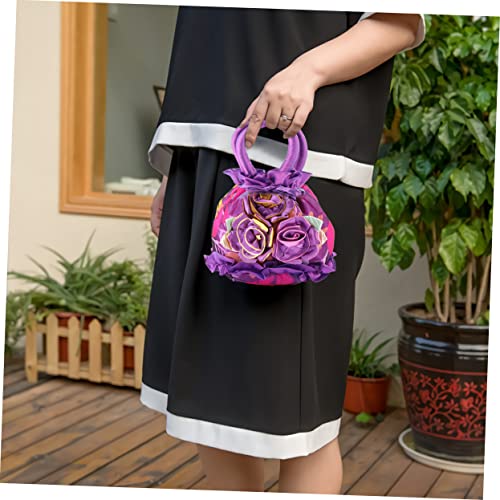 SHERCHPRY 1pc Handbag Bucket Bags for Women Lug Bags for Women Evening Handbad for Women Evening Bag for Women Evening Handbag Cloth Purple Tote Bag Miss Flower Shape Evening Clutch Bag