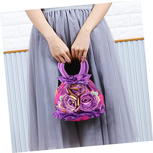 SHERCHPRY 1pc Handbag Bucket Bags for Women Lug Bags for Women Evening Handbad for Women Evening Bag for Women Evening Handbag Cloth Purple Tote Bag Miss Flower Shape Evening Clutch Bag