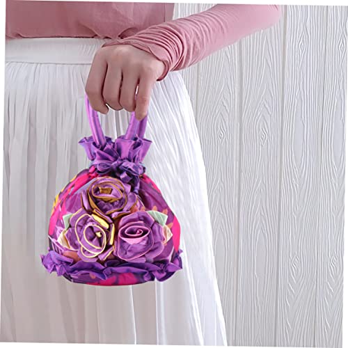 SHERCHPRY 1pc Handbag Bucket Bags for Women Lug Bags for Women Evening Handbad for Women Evening Bag for Women Evening Handbag Cloth Purple Tote Bag Miss Flower Shape Evening Clutch Bag