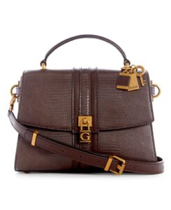 guess ginevra top handle flap, brown