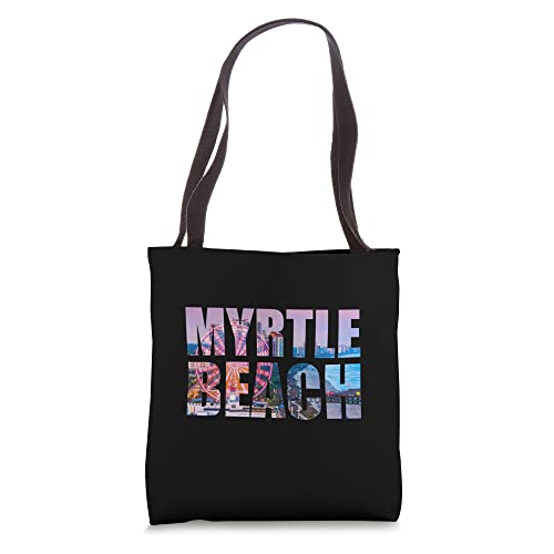 City Skyline With The Skywheel Inside Myrtle Beach Letters Tote Bag