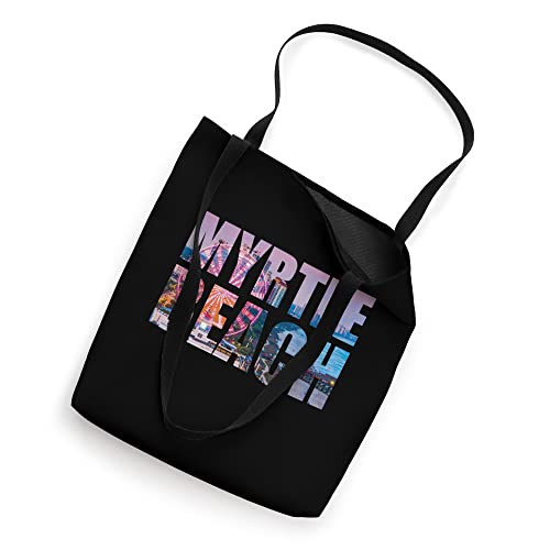 City Skyline With The Skywheel Inside Myrtle Beach Letters Tote Bag