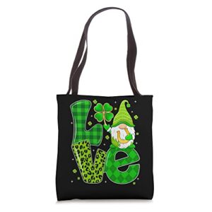 love gnomes irish lucky shamrock leopard st patrick’s day tote bag