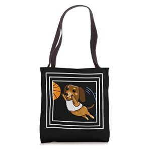 Dog playing Basketball Tote Bag