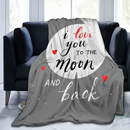 I Love You Gift Throw Blanket, Soft & Breathable Flannel Blanket, Blanket for Girlfriend, Wife or Loved One, Throw Blankets for Birthdays & Anniversaries, 60x80 inches, i Love You to The Moon and Back