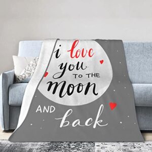 I Love You Gift Throw Blanket, Soft & Breathable Flannel Blanket, Blanket for Girlfriend, Wife or Loved One, Throw Blankets for Birthdays & Anniversaries, 60x80 inches, i Love You to The Moon and Back