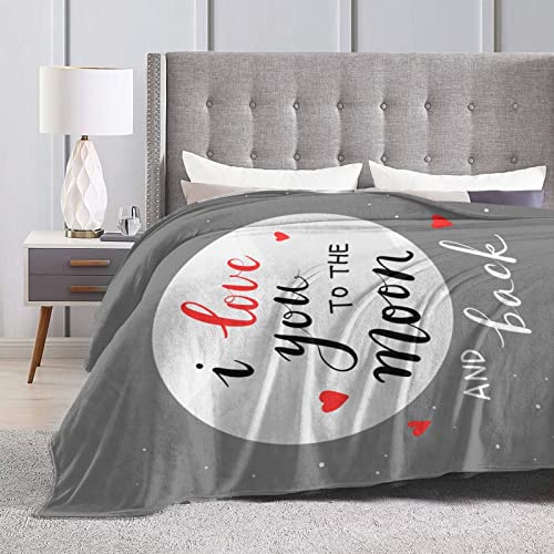 I Love You Gift Throw Blanket, Soft & Breathable Flannel Blanket, Blanket for Girlfriend, Wife or Loved One, Throw Blankets for Birthdays & Anniversaries, 60x80 inches, i Love You to The Moon and Back