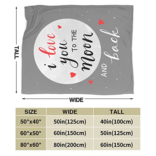 I Love You Gift Throw Blanket, Soft & Breathable Flannel Blanket, Blanket for Girlfriend, Wife or Loved One, Throw Blankets for Birthdays & Anniversaries, 60x80 inches, i Love You to The Moon and Back