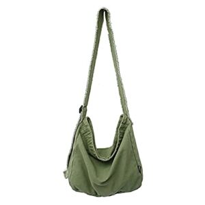 y2k aesthetic canvas shoulder bag, large capacity hobo retro crossbody bag, fairy grunge handbag for school (green)