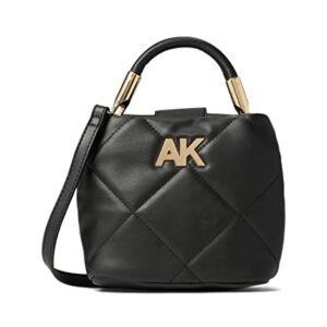 Anne Klein Mini AK Quilted Bucket Crossbody, Black