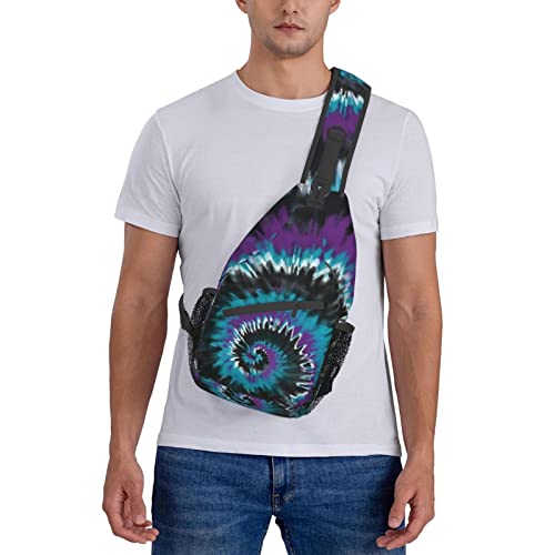 OPZAEUV Colorful Tie Dye Shoulder Multipurpose Crossbody Bag, Outdoor Casual Chest Messenger Backpack Bag For Men And Women