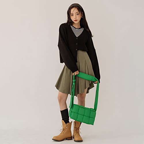 Puffer Bag Crossbody Bags for Women Cotton Cassette Padded Designer Tote Bag Shoulder Bag Puffer Purse Knitting Handbag