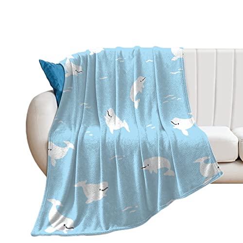 Beluga Whale, Fleece Blanket Ultra-Soft Cozy Plush Blanket Throw Blankets Couch Chair Living Room Air Conditioning Cool Blankets, 50"*60"