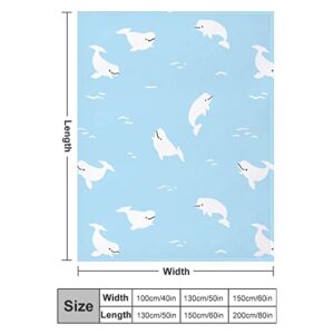 Beluga Whale, Fleece Blanket Ultra-Soft Cozy Plush Blanket Throw Blankets Couch Chair Living Room Air Conditioning Cool Blankets, 50"*60"