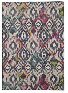 linon the anywhere indoor outdoor washable kauai ivory & charcoal 7′ x 9′ area rug