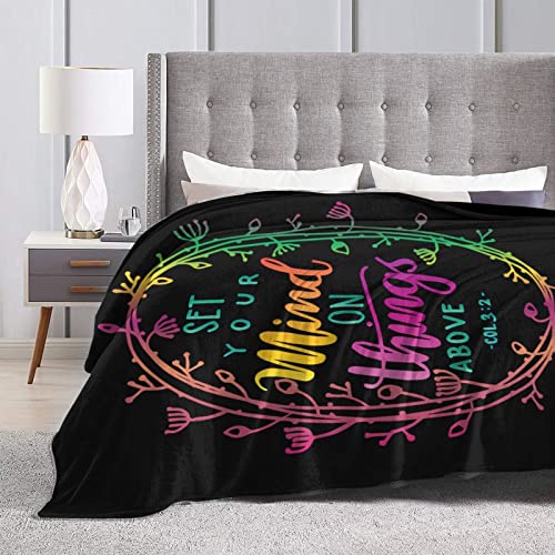 Set Your Mind On Things Above Fleece Blanket Throw Blanket, Ultra-Soft Cozy Micro Fleece Blanket for Sofa, Couch, Bed, Camping, Travel, & Car Use-All Seasons Suitable 60"X50"