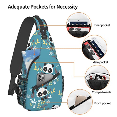 OPZAEUV Cute Panda Shoulder Multipurpose Crossbody Bag, Outdoor Casual Chest Messenger Backpack Bag For Men And Women