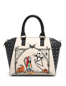 loungefly the nightmare before christmas jack & sally pumpkin graveyard satchel bag