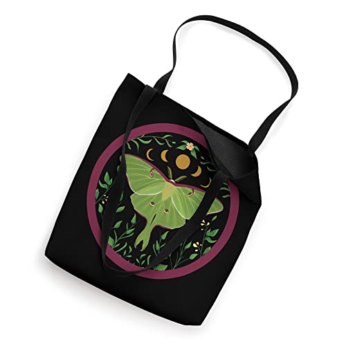 Aesthetic Luna Moth Witchy Floral Moon Phases Moon Moths Tote Bag