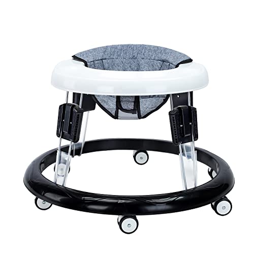 Adjustable Baby Walkers for Baby with Easy Clean Tray, Universal Wheeled Walker, Anti-Rollover Folding Walker for Girls&Boys 6-18 Months Toddler, ZM-01 (Grey)