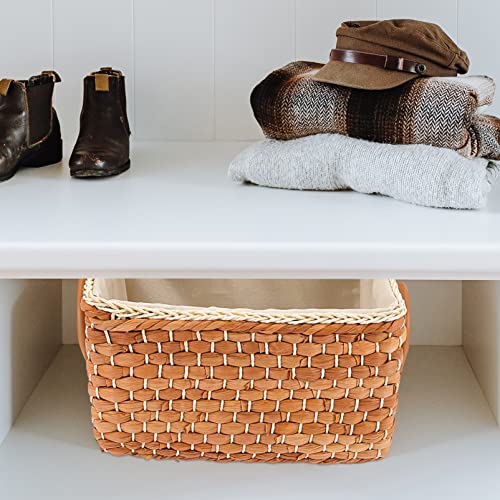 GANAZONO Woven Wicker Baskets Rustic Handmade Storage Basket Decorative Shelf Baskets Rattan Makeup Organizer Toys Storage Box for Toilet Shelves Laundry Room Coffee