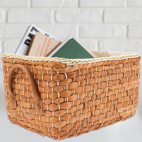 GANAZONO Woven Wicker Baskets Rustic Handmade Storage Basket Decorative Shelf Baskets Rattan Makeup Organizer Toys Storage Box for Toilet Shelves Laundry Room Coffee