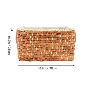 GANAZONO Woven Wicker Baskets Rustic Handmade Storage Basket Decorative Shelf Baskets Rattan Makeup Organizer Toys Storage Box for Toilet Shelves Laundry Room Coffee