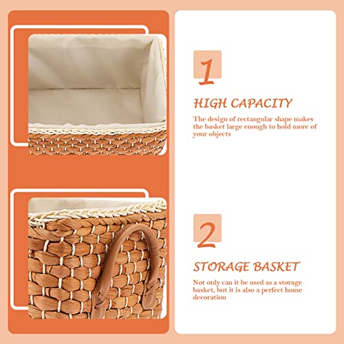 GANAZONO Woven Wicker Baskets Rustic Handmade Storage Basket Decorative Shelf Baskets Rattan Makeup Organizer Toys Storage Box for Toilet Shelves Laundry Room Coffee