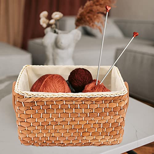 GANAZONO Woven Wicker Baskets Rustic Handmade Storage Basket Decorative Shelf Baskets Rattan Makeup Organizer Toys Storage Box for Toilet Shelves Laundry Room Coffee