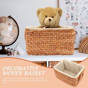 GANAZONO Woven Wicker Baskets Rustic Handmade Storage Basket Decorative Shelf Baskets Rattan Makeup Organizer Toys Storage Box for Toilet Shelves Laundry Room Coffee