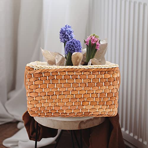 GANAZONO Woven Wicker Baskets Rustic Handmade Storage Basket Decorative Shelf Baskets Rattan Makeup Organizer Toys Storage Box for Toilet Shelves Laundry Room Coffee