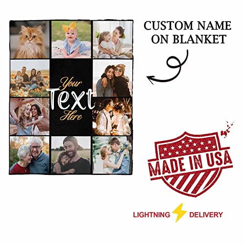 FunStudio Custom Blankets with Photos Text Personalized Picture Throw Blanket Made in USA Customized Christmas Birthday Gifts for Mom Dad Girlfriend Boyfriend Husband Wife Best Friend