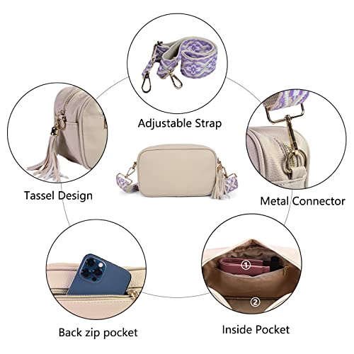 FAYBA Crossbody Bag for Women, Crossbody Purse Wide Strap Shoulder Bag With Top Zipper Tassel