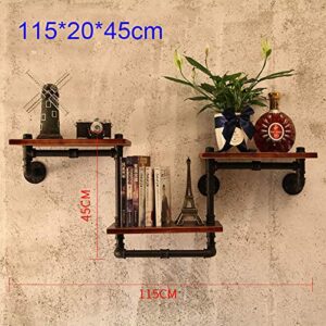 Home Metal Wall Decor, Industrial Rustic Modern Wood Ladder Pipe Wall Mounted Floating Shelves - Bookshelf, DIY Storage Shelving, Hung Bracket, Bookcase, 3-Tiers Rustic Floating Bar Shelves Wine Shelf