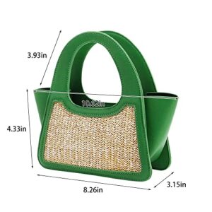 Naimo Straw Rattan Bag for Women Handwoven Crossbody Bag Top Handle Handbag Beach Shoulder Tote Summer Bucket Purse