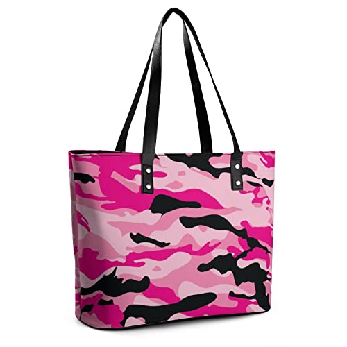 BIKINSEX Military Army Camo Camouflage Black Pink Shoulder Tote Bag Purse Top Handle Satchel Handbag For Women Work School Travel Business Shopping Casual