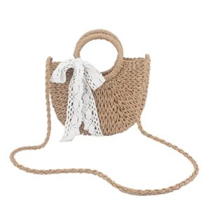 summer rattan straw bag for women hand-woven shoulder top-handle handbag beach straw tote handmade clutch bags with bow