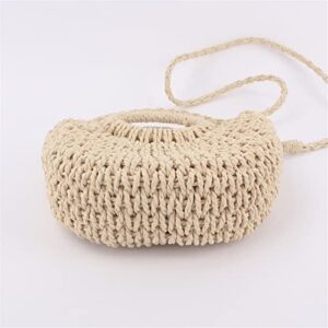 Summer Rattan Straw Bag for Women Hand-woven Shoulder Top-handle Handbag Beach Straw Tote Handmade Clutch Bags with Bow