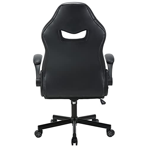 Rocking Office Chair Ergonomic with Arm Computer Desk Chair Swivel Adjustable Hight Home Office Desk Chair of Metal Leather Mesh Computer Chair Grey