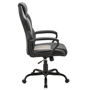 Rocking Office Chair Ergonomic with Arm Computer Desk Chair Swivel Adjustable Hight Home Office Desk Chair of Metal Leather Mesh Computer Chair Grey