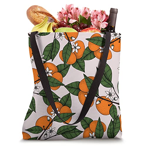 Aesthetic Orange Clementine on Branch Botanical Pattern Tote Bag