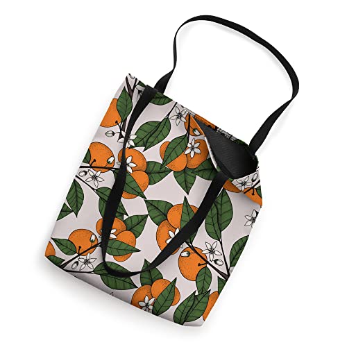 Aesthetic Orange Clementine on Branch Botanical Pattern Tote Bag