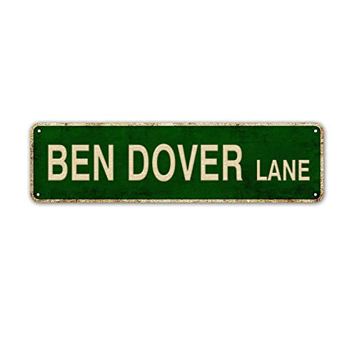 Ben Dover Lane Slim Tin Sign Retro Street Sign for Room Decor Man Cave Best Gift 4x16 Inch