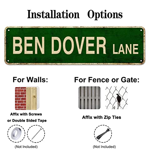 Ben Dover Lane Slim Tin Sign Retro Street Sign for Room Decor Man Cave Best Gift 4x16 Inch