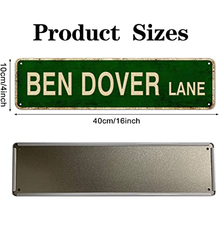 Ben Dover Lane Slim Tin Sign Retro Street Sign for Room Decor Man Cave Best Gift 4x16 Inch