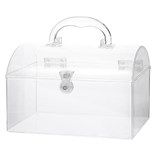 Plastic Square Storage Bin-Cabinet,Gift Box Portable Vanity Organizer with Secure Lid and Handle, Clear Container Box for Toiletries (1 Clear Box)