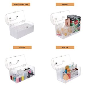 Plastic Square Storage Bin-Cabinet,Gift Box Portable Vanity Organizer with Secure Lid and Handle, Clear Container Box for Toiletries (1 Clear Box)