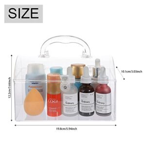 Plastic Square Storage Bin-Cabinet,Gift Box Portable Vanity Organizer with Secure Lid and Handle, Clear Container Box for Toiletries (1 Clear Box)