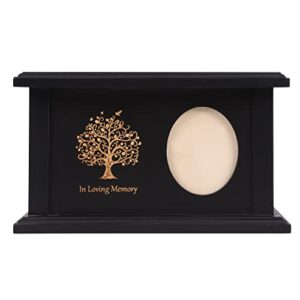 Wooden Urns for Human Ashes Adult Male Female,Tree of Life Cremation Urns for Ashes with Frame,Wood Urns for Ashes Men Women, Holds Up to 230 Cubic Inches of Ashes (Black Tree, with Frame)